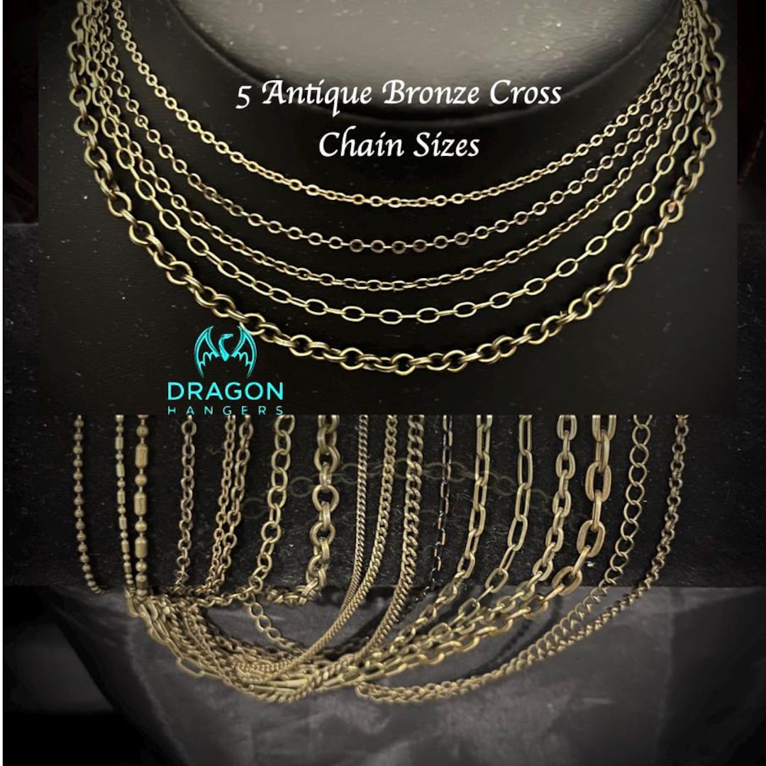 Antique Bronze Necklace Chain- Cross Link Style, Custom Length Pendant ...