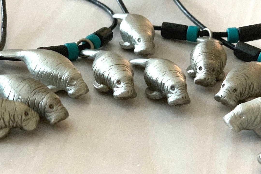 Pewter Manatee Necklace: Realistic Sea Life Jewelry - Etsy