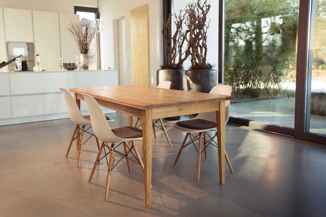 Dining Table Solid Oak Wood With Drawer REKORD Furniture - Etsy