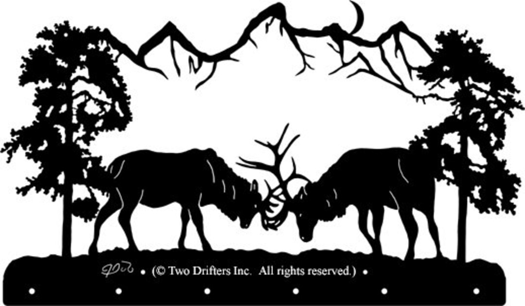 Six Peg 36" X 21" Fighting Elk Coat Rack - Etsy