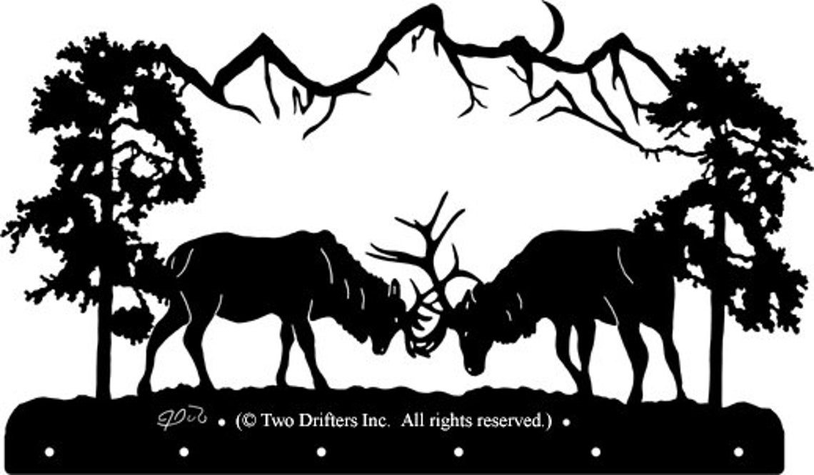 Six Peg 36" X 21" Fighting Elk Coat Rack - Etsy