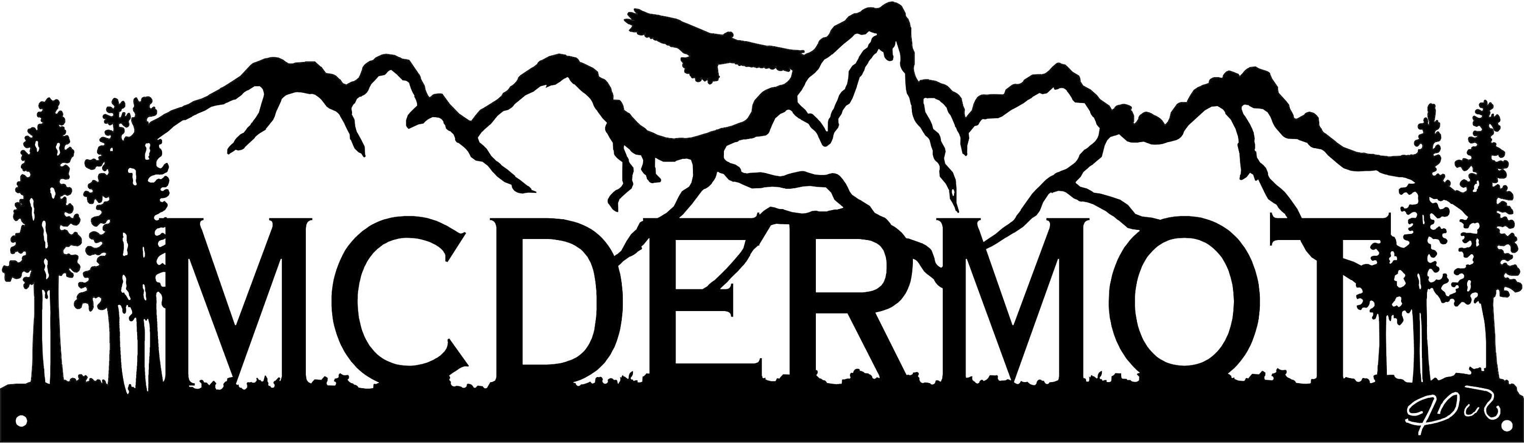 DIY - 36" x 10.5" Trees, Mountains Name Sign - J. Dub's Metalworks