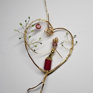 Bead People Art Ornament Heart Wire Art Wire Folk Art Collectible ...