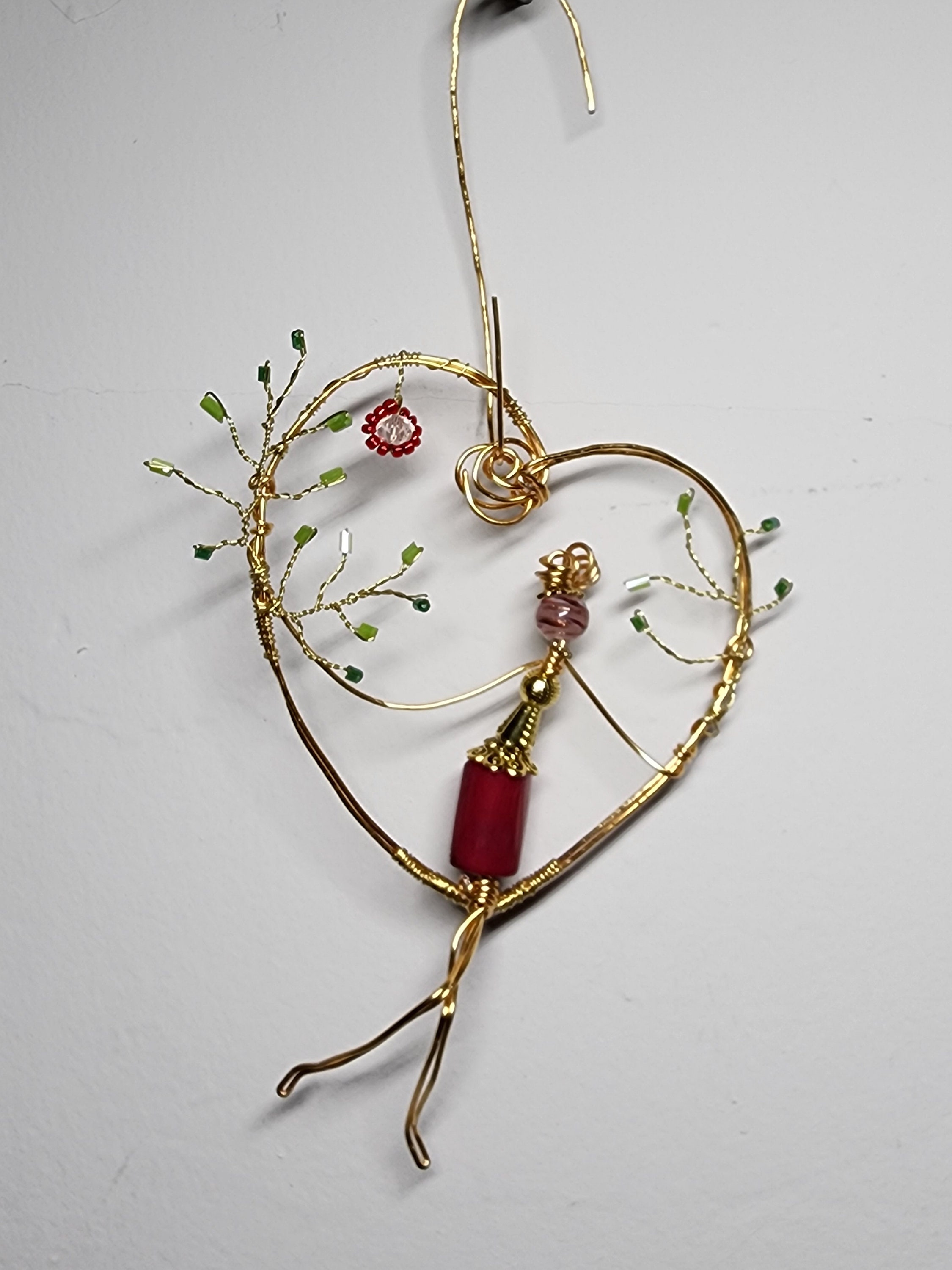 Bead People Art Ornament Heart Wire Art Wire Folk Art - Etsy
