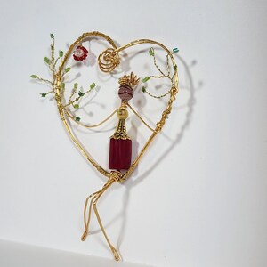 Bead People Art Ornament Heart Wire Art Wire Folk Art Collectible ...