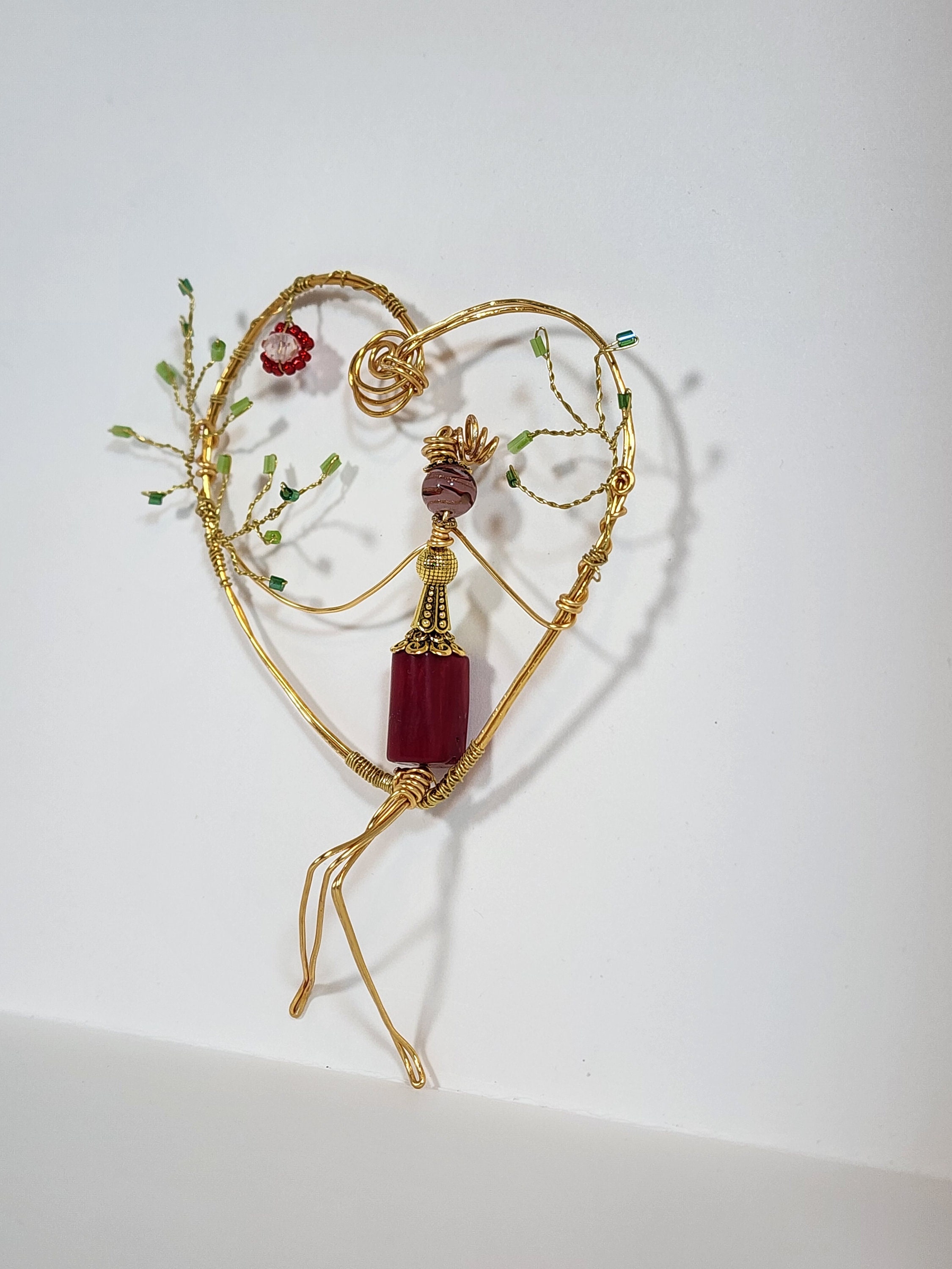Bead People Art Ornament Heart Wire Art Wire Folk Art - Etsy