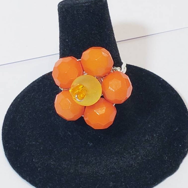 Orange Flower Ring - Etsy