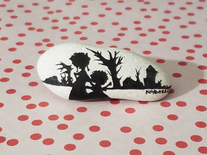 Rustic Rock Art Silhouette Art Embellished Rock Stone Art - Etsy