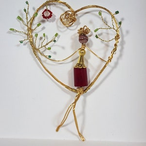 Bead People Art Ornament Heart Wire Art Wire Folk Art Collectible ...