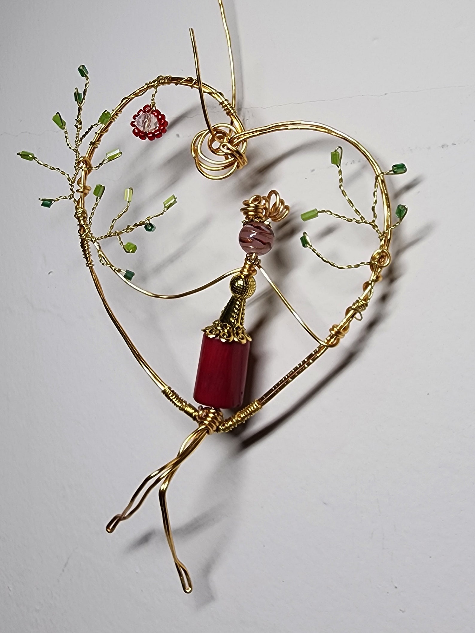 Bead People Art Ornament Heart Wire Art Wire Folk Art Collectible ...