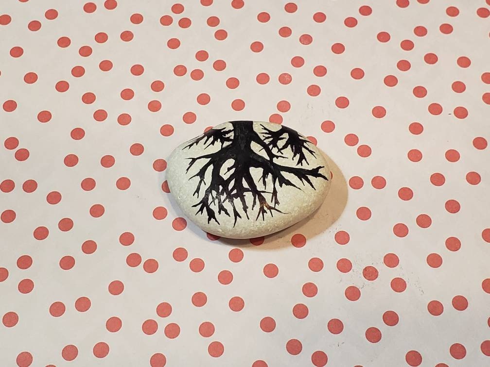 Silhouette Tree Art: Hand-painted Rock Art, "3 Trees" - Etsy