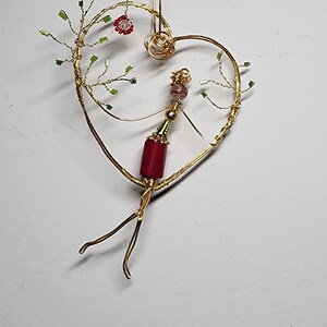 Bead People Art Ornament Heart Wire Art Wire Folk Art Collectible ...