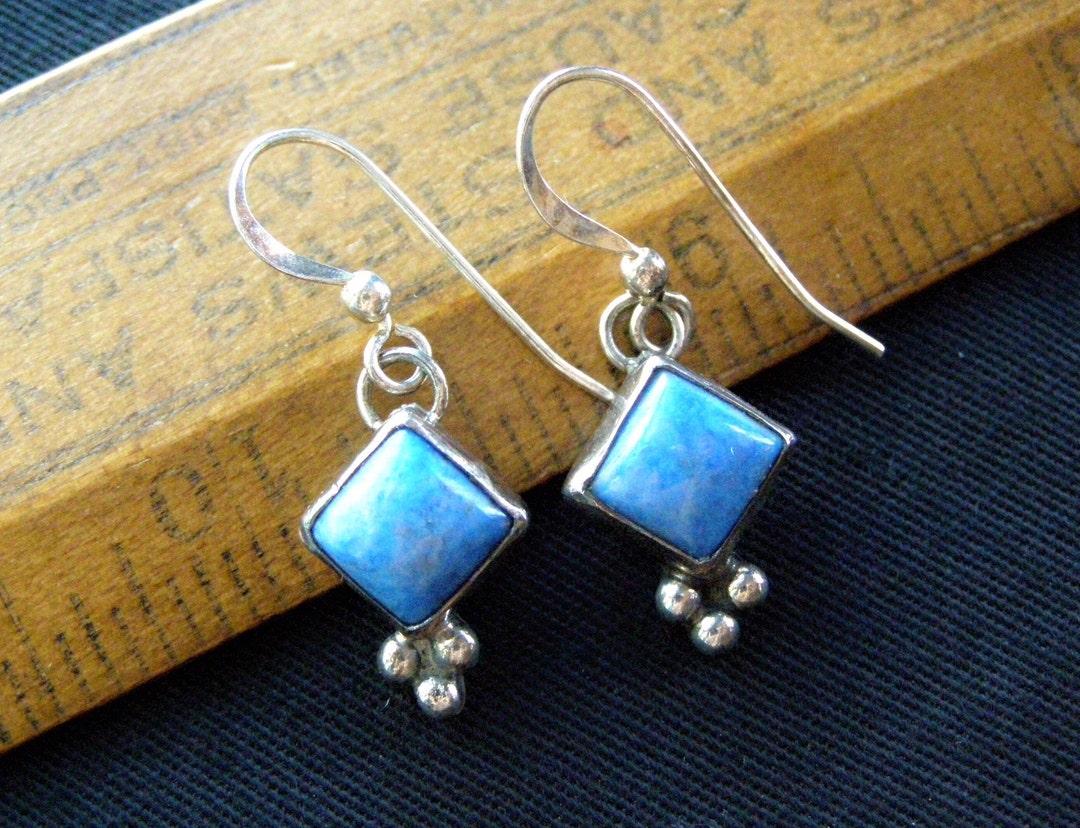 Vintage Navajo Joe Delgarito Sterling Lapis Earrings Native American ...