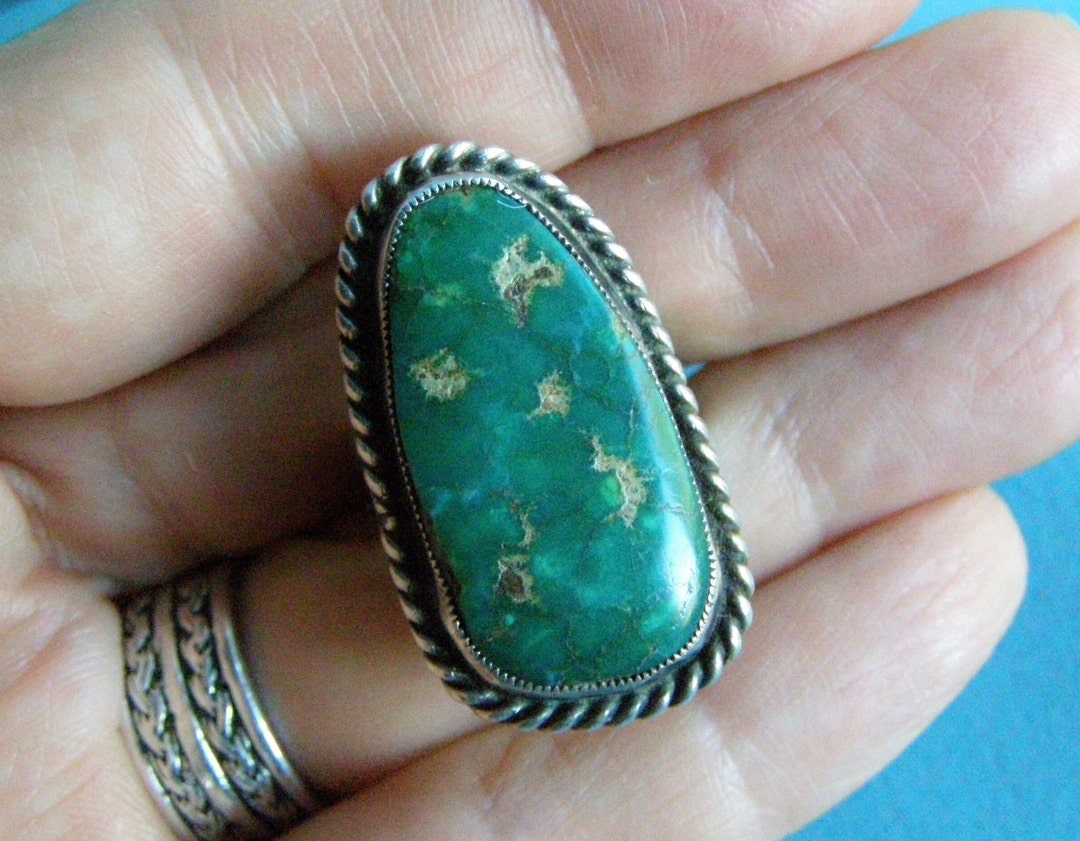Vintage Navajo Sterling Turquoise Ring Old Pawn Sterling Native ...