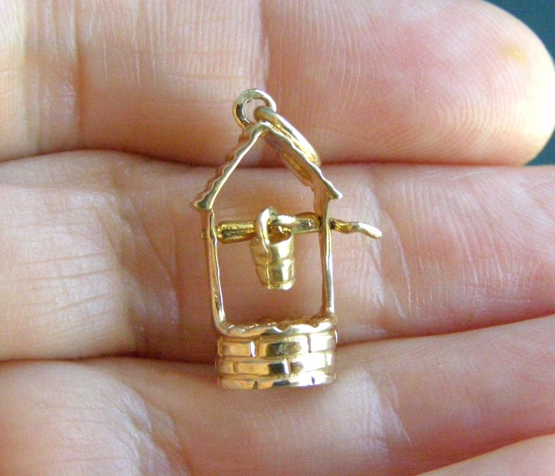Vintage 14k Gold Wishing Well Charm Pendant Solid 14k Gold Estate ...