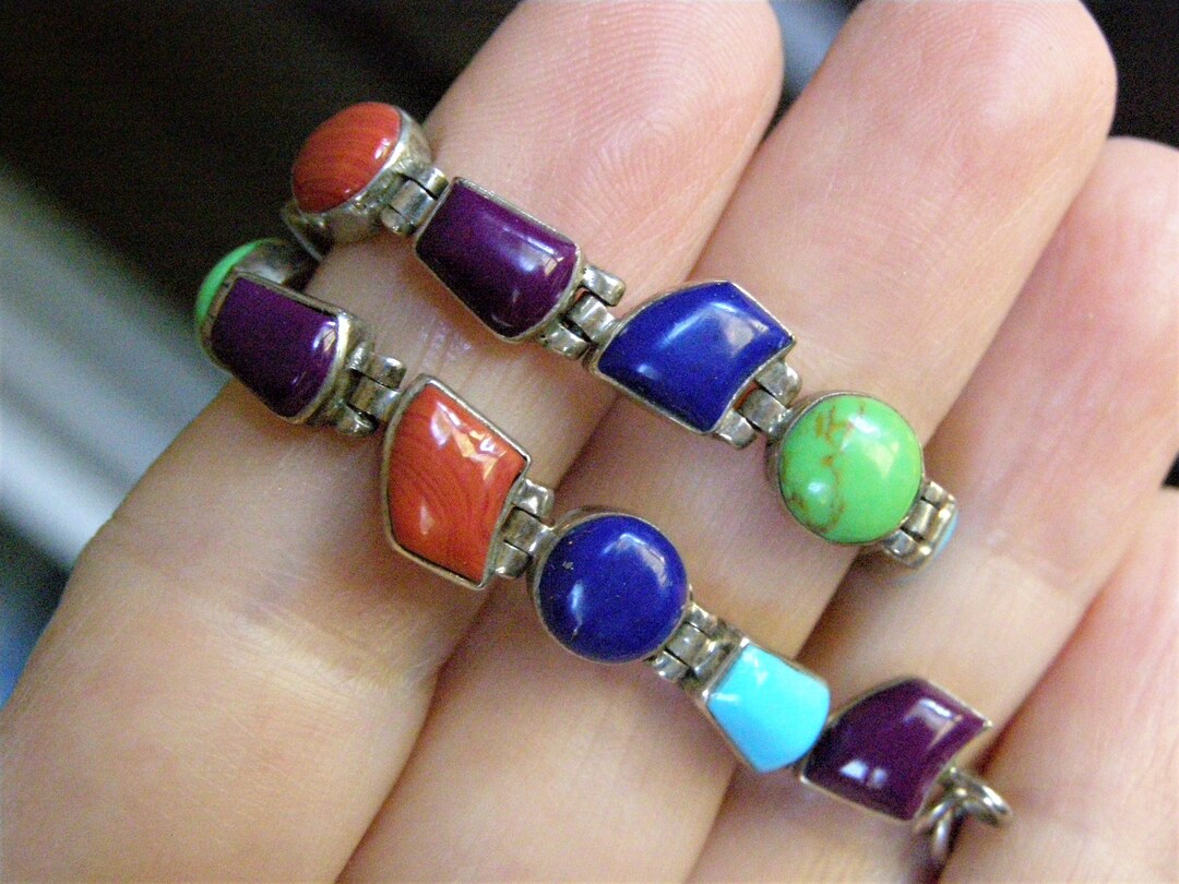 Vintage Navajo Sterling Sugilite Turquoise Bracelet Mary Dayea Multi ...
