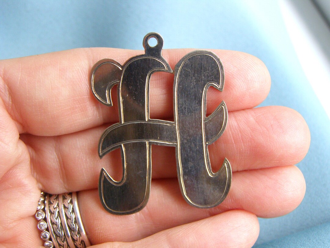 Rare Vintage Sterling Initial Letter H Monogram Pendant 1940s Noto ...