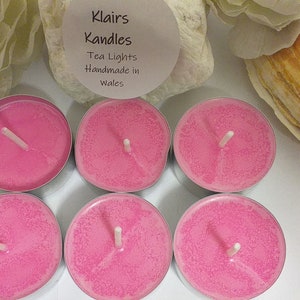 PINK TEA LIGHTS Pack of 6 Unscented Tea Lights, Natural Soy Wax ...