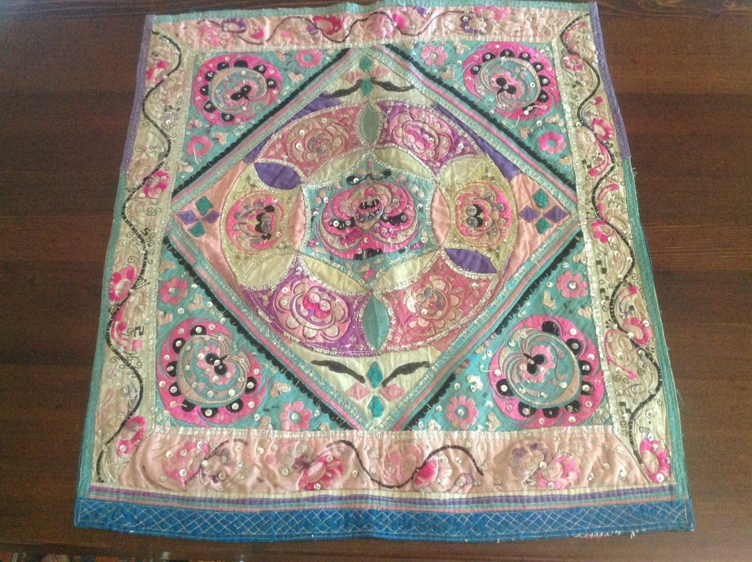 Miao Embroidered Indigo Backed Textile Hanging - Etsy