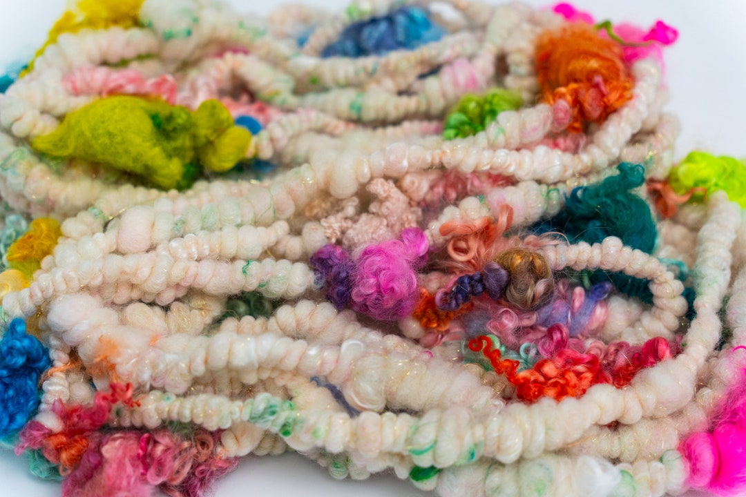 Sparkly Bobble Art Yarn With Rainbow, Colorful Wool Locks - 13.5 Yards ...