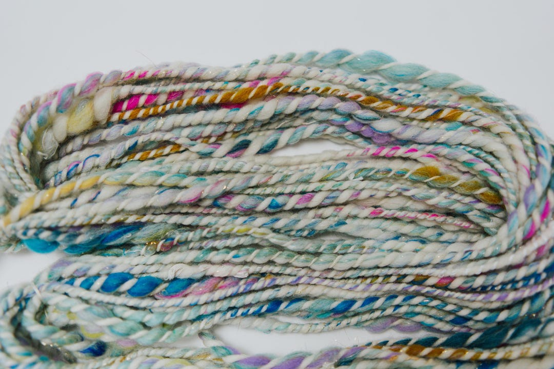 2-ply Sparkly Wool Art Yarn White, Blue, Rainbow 27 Yards, 2.5 Oz - Etsy