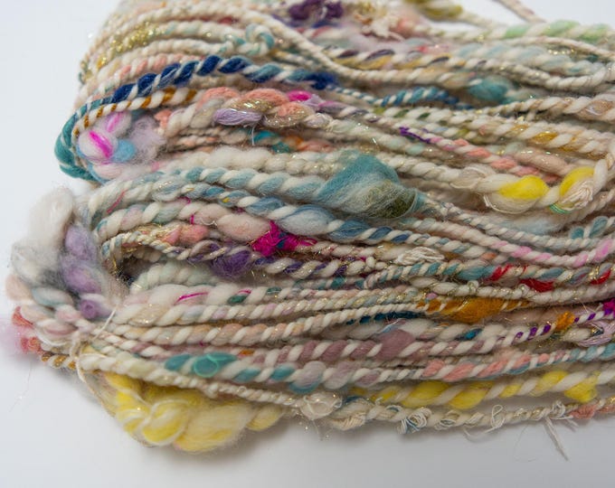 2-ply Neutral Rainbow Wool Scrap Yarn With Gold Sparkle 27 Yards, 2.9 ...