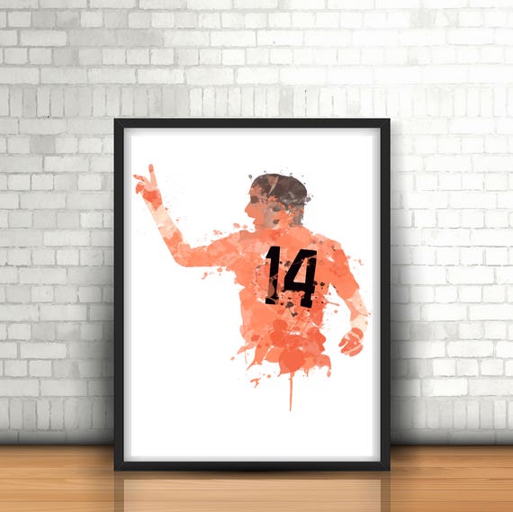 Johan Cruyff Art Print Football Art Mancave Decor Boys Room | Etsy