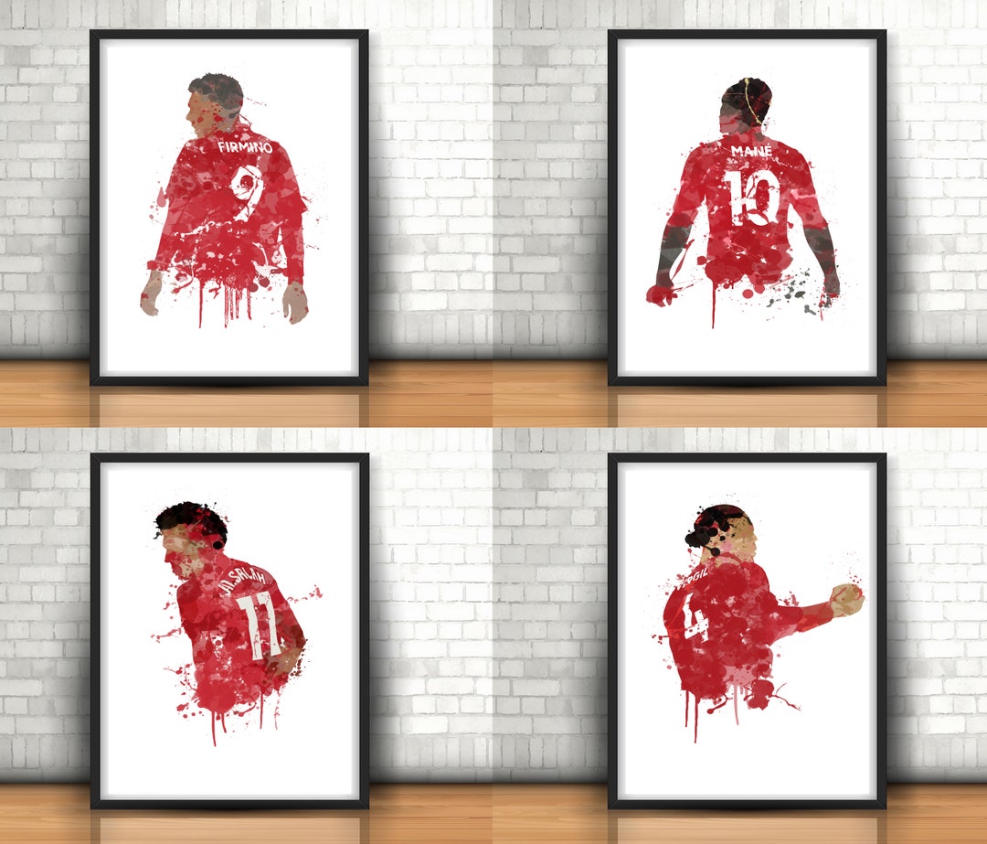 Liverpool Champions Art Prints Set of 4, Football Art, Mancave Decor ...