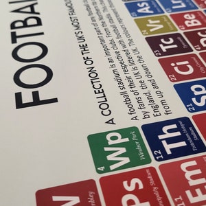 UK Football Stadiums - Periodic Table Art Print - English, Scottish ...