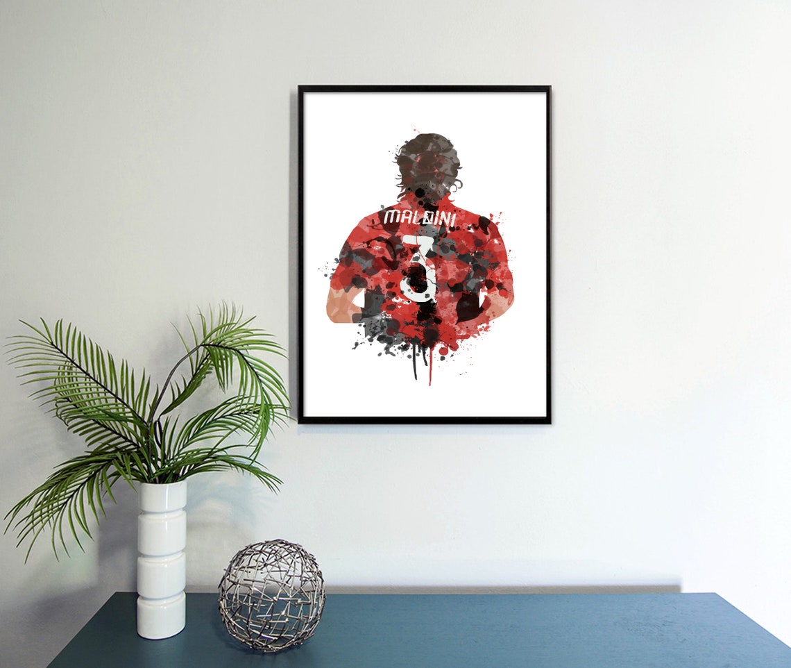 Paolo Maldini A.C. Milan Legend Art Print Football Art | Etsy