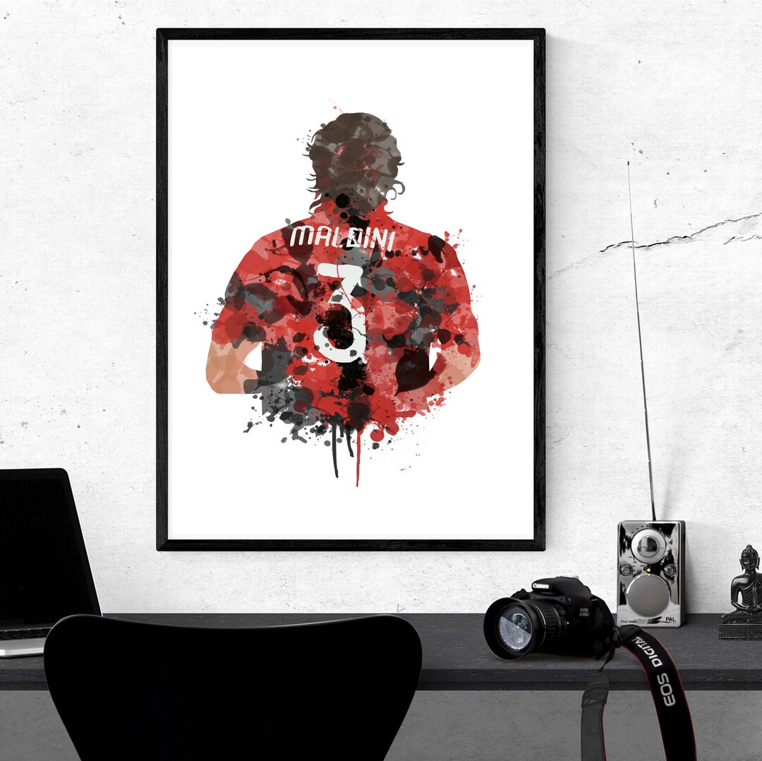 Paolo Maldini A.C. Milan Legend Art Print, Football Art, Mancave Decor ...