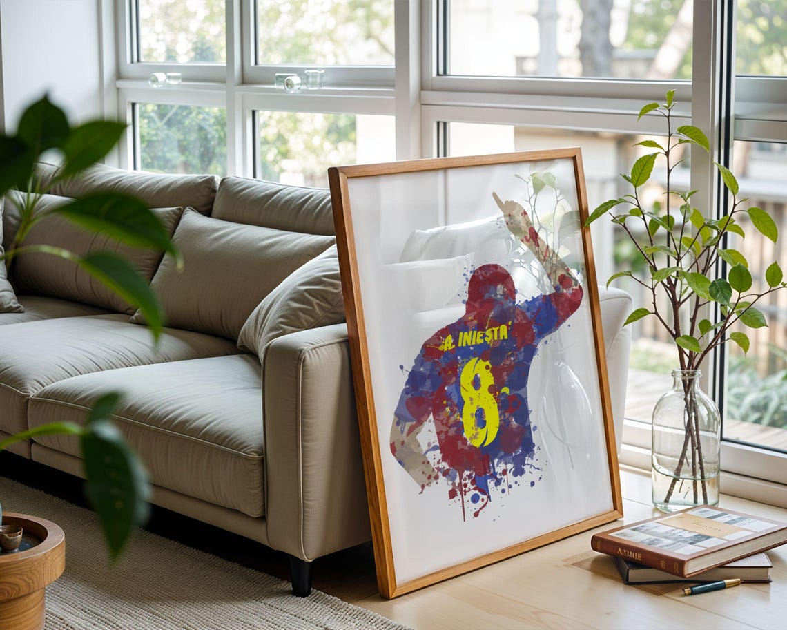 Andres Iniesta Barcelona Legend Art Print, Football Art, Mancave Decor ...