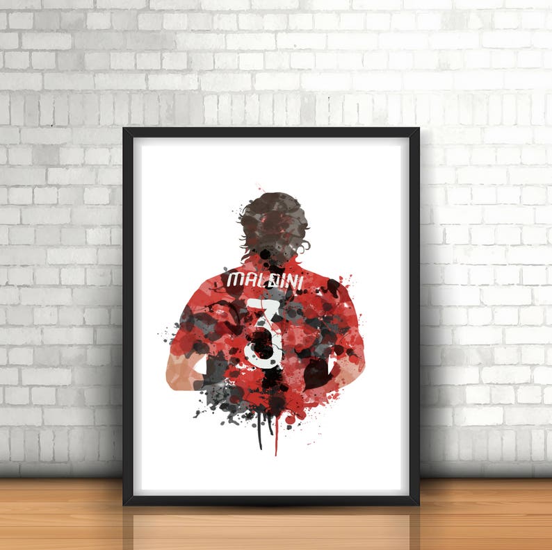 Paolo Maldini A.C. MIlan Legend Art Print Football Art | Etsy