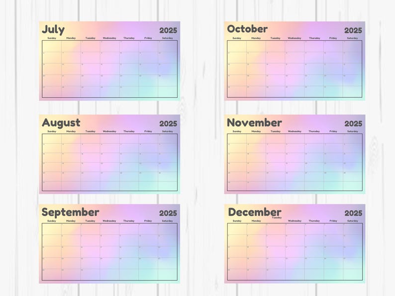 2025 Calendar Printable, Cute Kids Calendar 2025, Rainbow Calendar ...