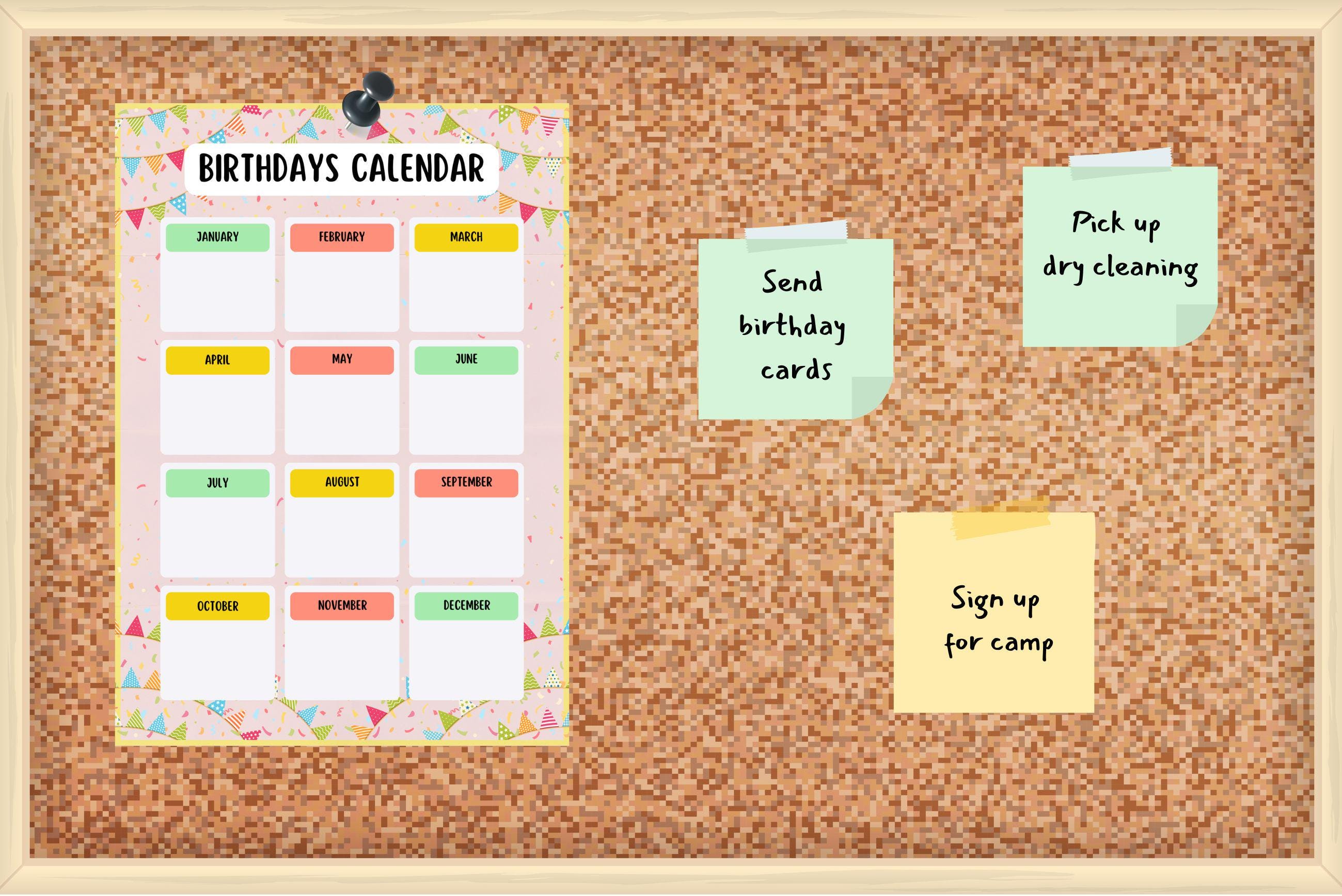 Printable Birthday Calendar - Etsy