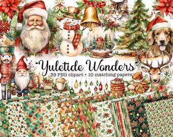 Santa’s Workshop Clipart Bundle, Watercolor Christmas Illustration, Elf ...