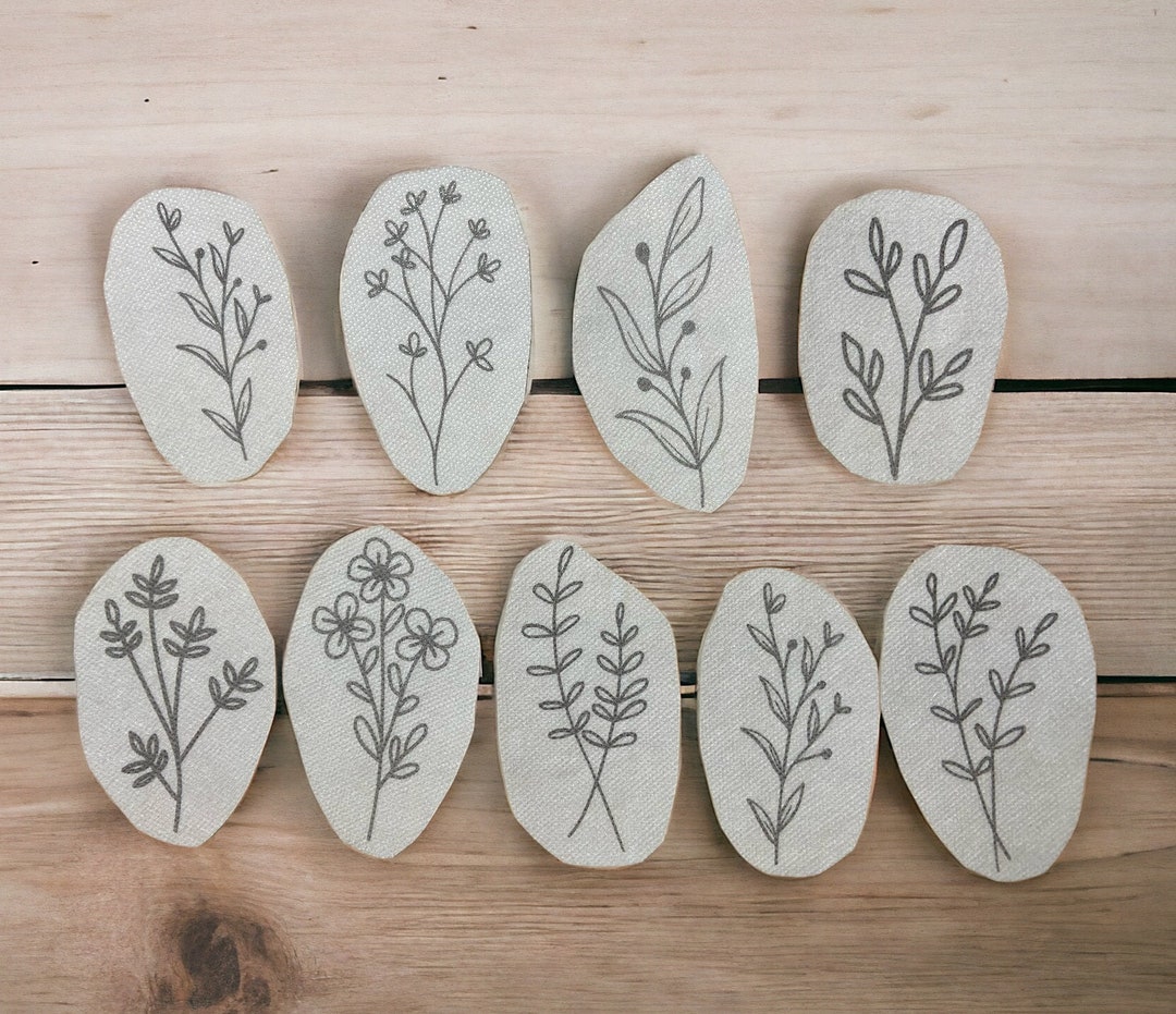 Hand Embroidery Stick and Stitch Patches Botanical Designs Embroidery ...