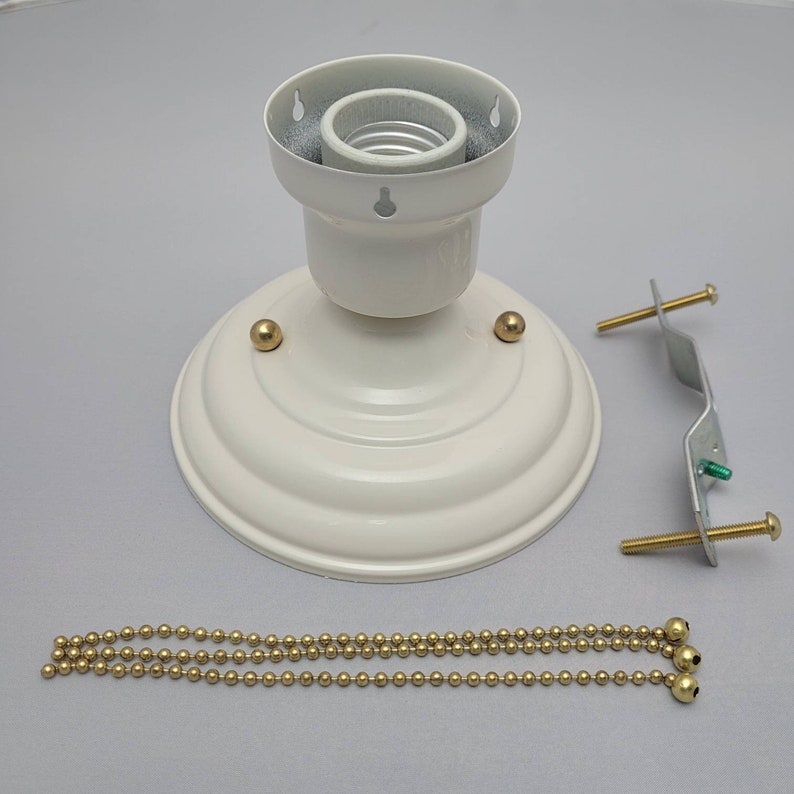 LOOK!!! New ANTIQUE WHITE 3-chain Light Fixture -vintage Art Deco Shade ...