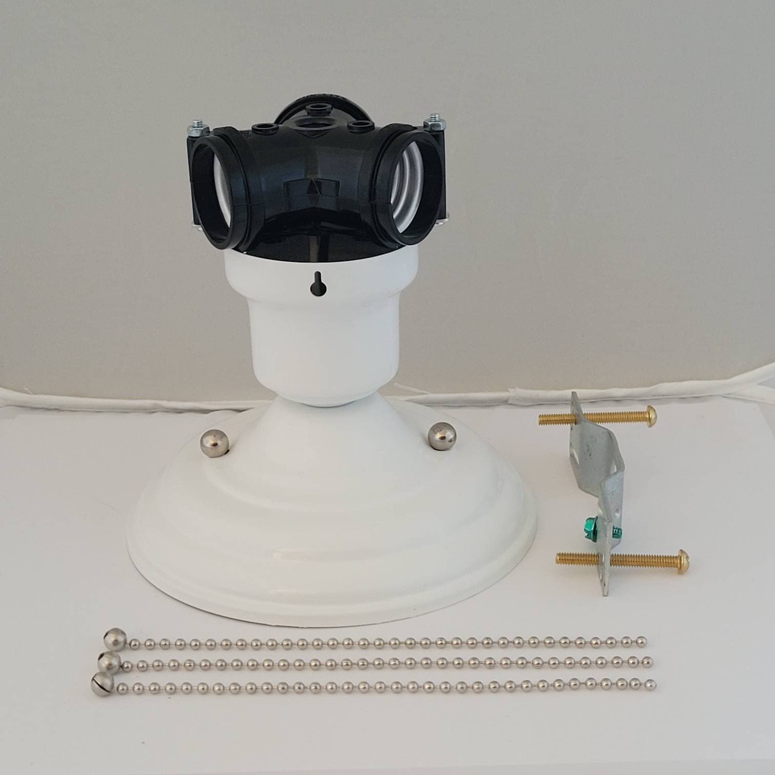 NEW 3-BULB White 3-chain Light Fixture -vintage Art Deco Shade Three ...