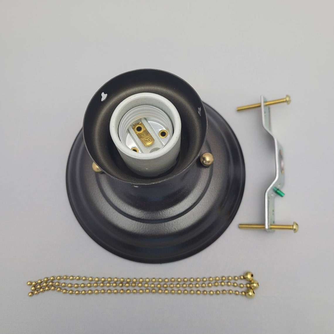 LOOK!!! NEW BRONZE 3-chain Light Fixture -vintage Art Deco Shade Three ...