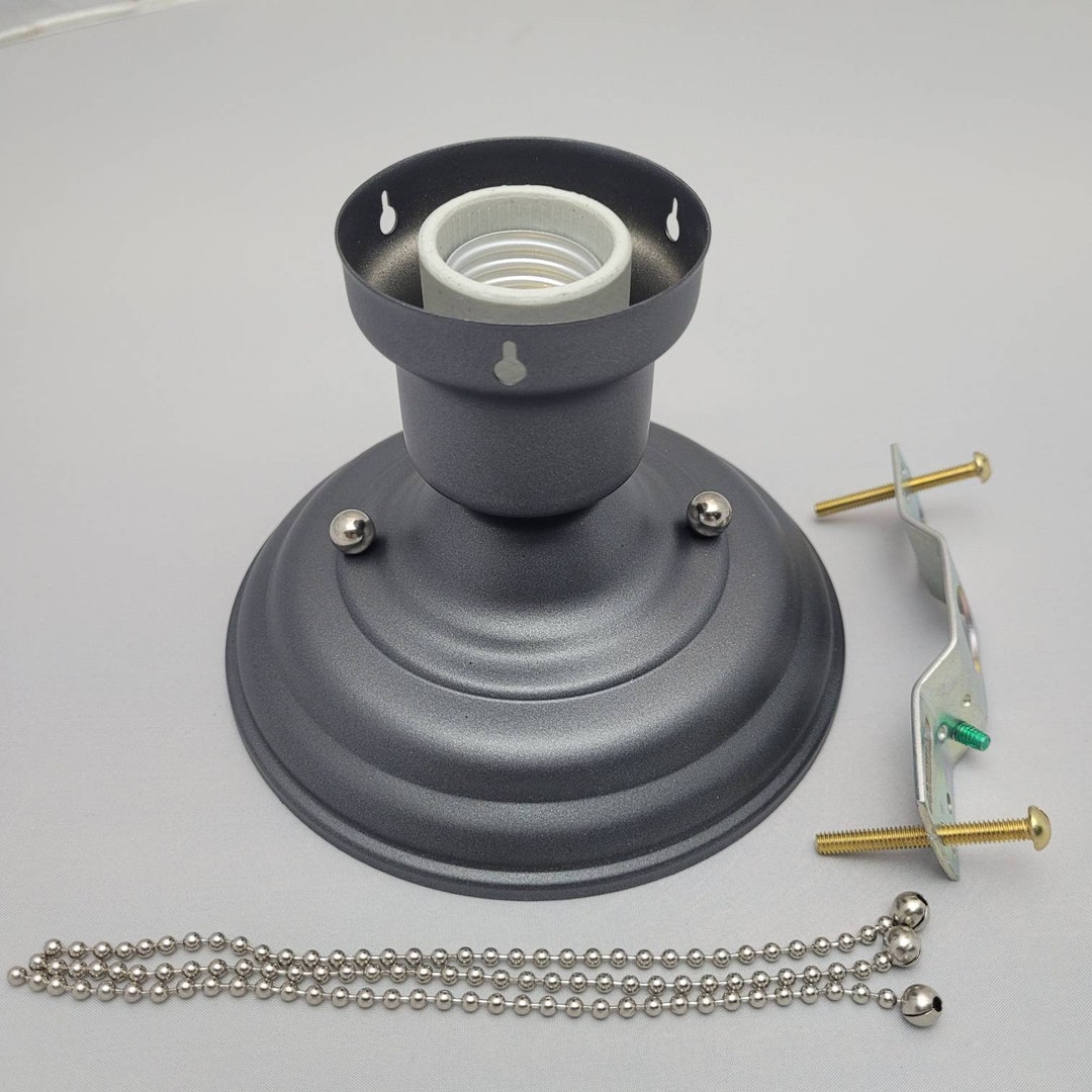 LOOK!!! STEEL GREY 3-chain Light Fixture -vintage Art Deco Shade Three ...