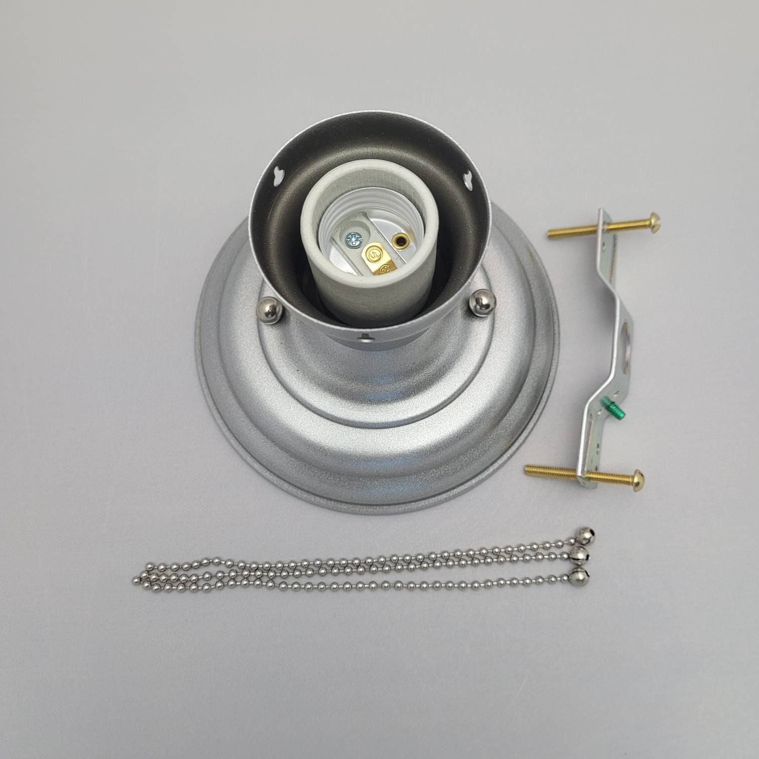 LOOK!!! NEW SILVER 3-chain Light Fixture -vintage Art Deco Shade Three ...