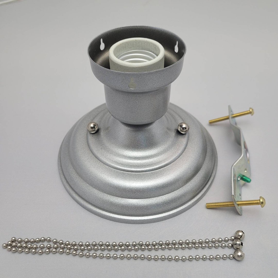 LOOK!!! NEW SILVER 3-chain Light Fixture -vintage Art Deco Shade Three ...
