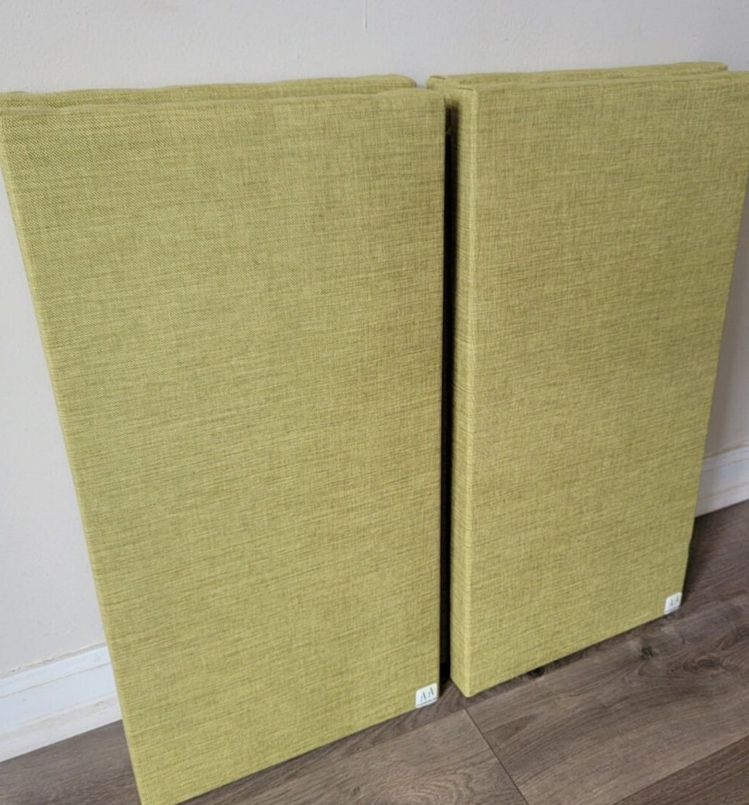Mini Narrow Green Apple Linen Sound Absorbing Acoustic Wall Panels SET ...