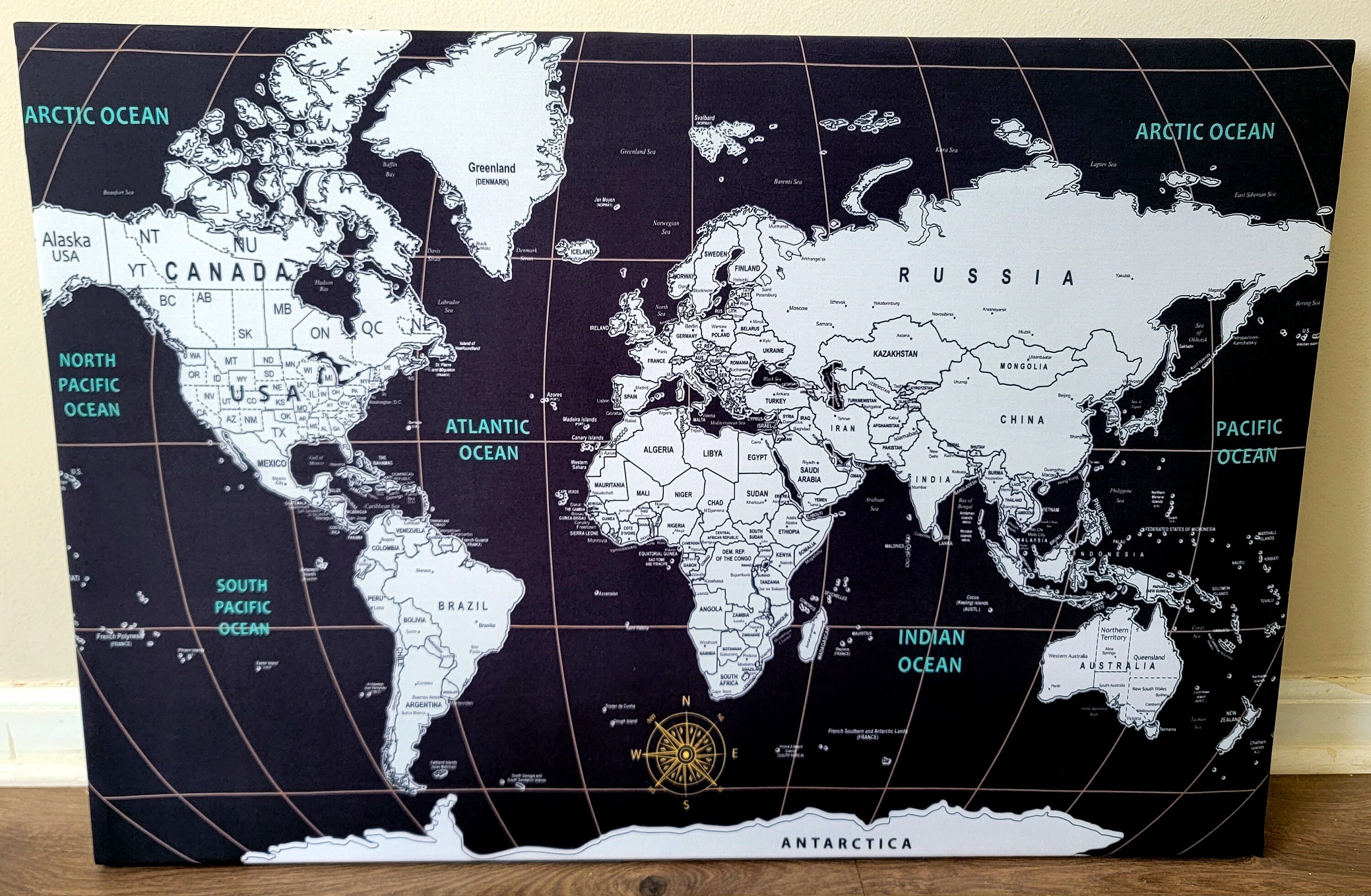 World Map Sound Absorbing Acoustic Wall Panels SET of 4 - Etsy