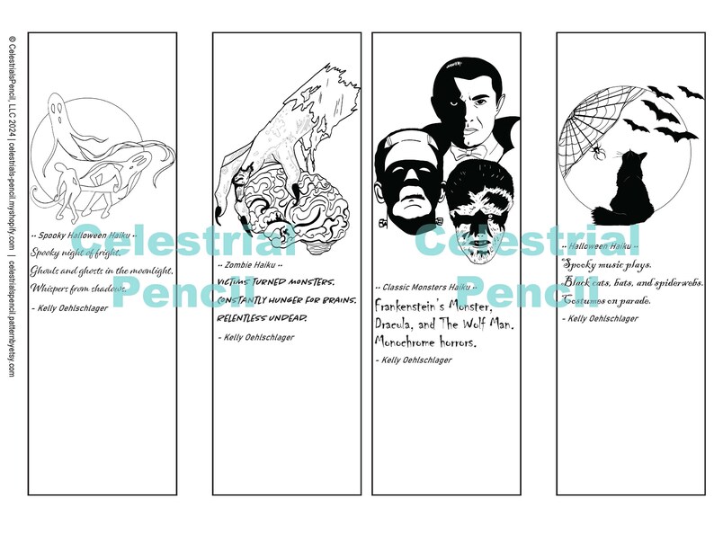Halloween Coloring Bookmarks & Coloring Pages 2024 - Etsy