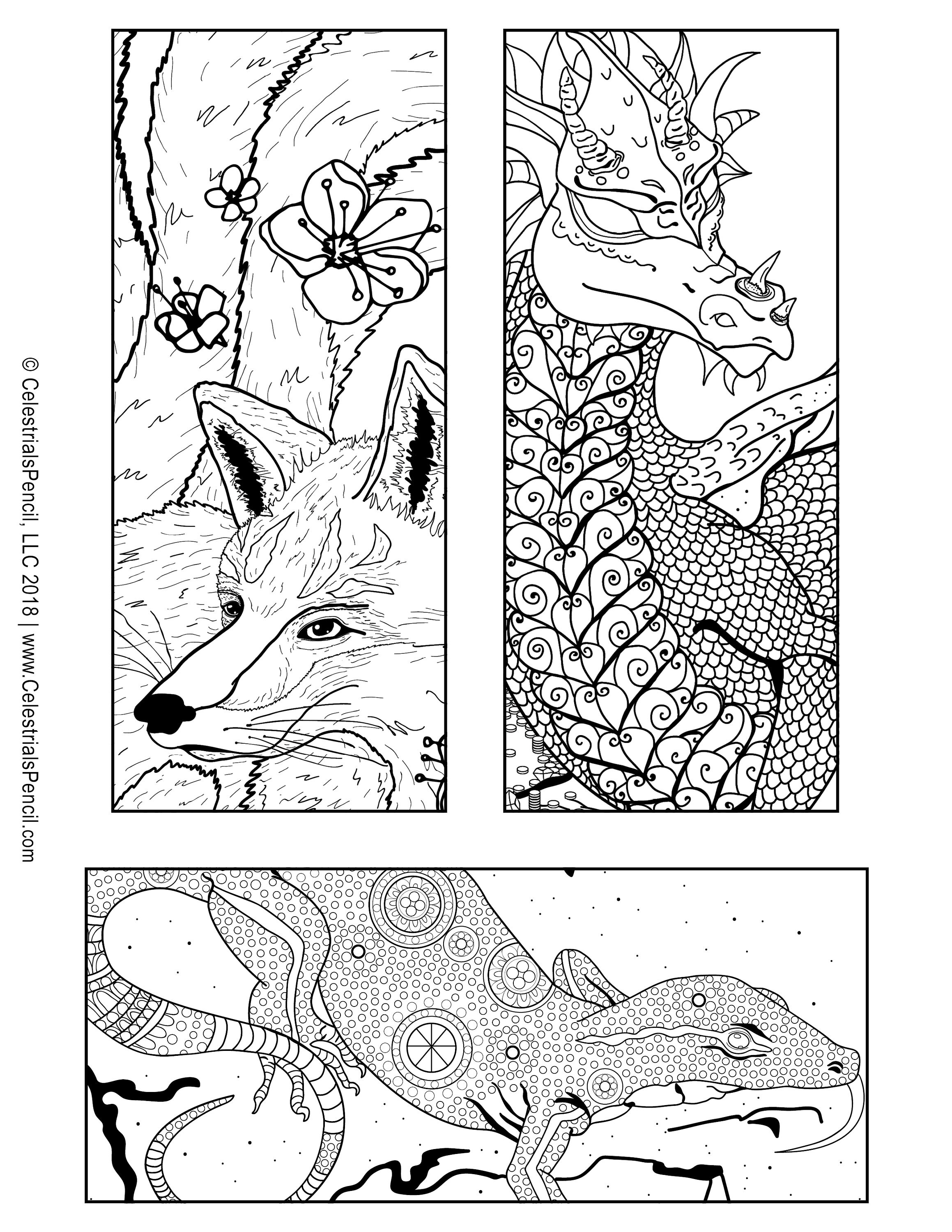 Colorable Bookmarks: Mythical Creatures (printable) - Etsy