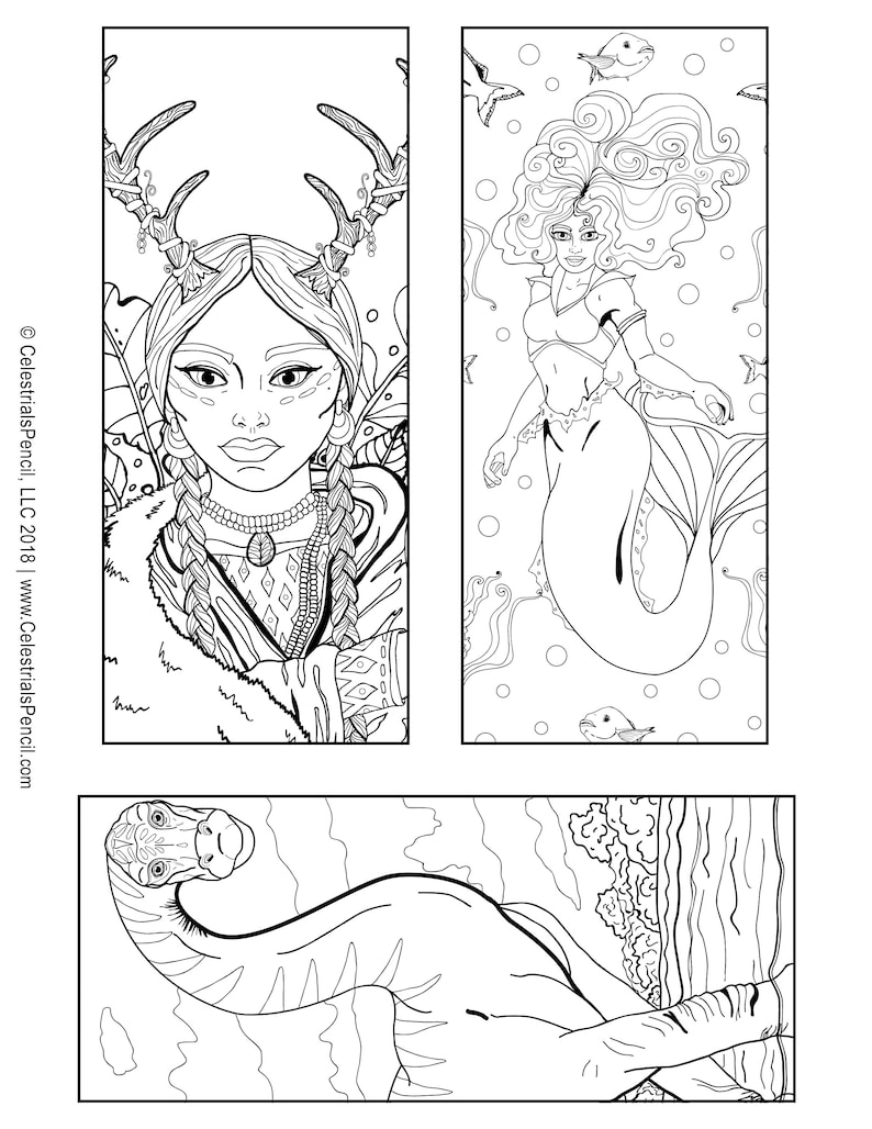 Colorable Bookmarks: Mythical Creatures (printable) - Etsy
