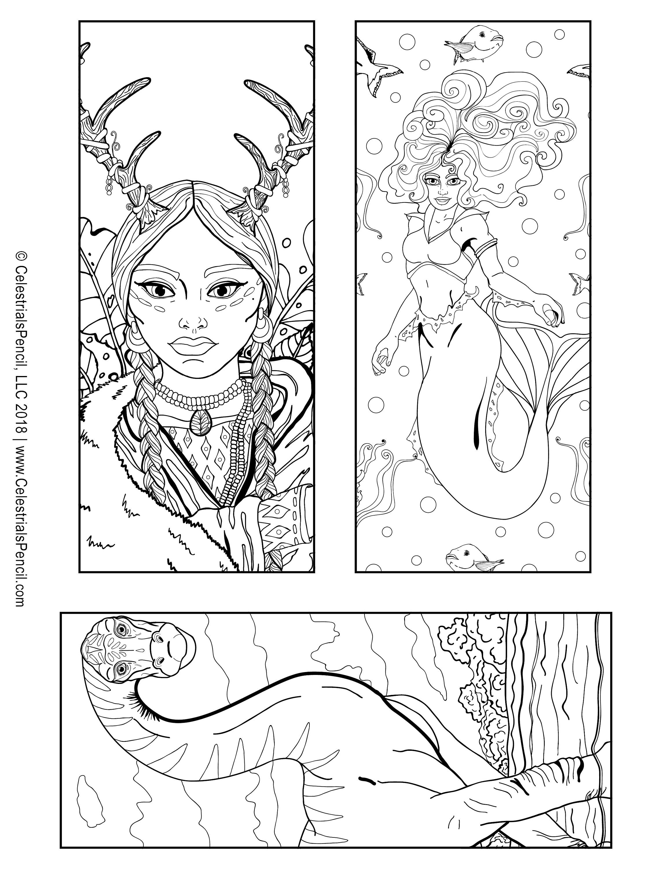 Colorable Bookmarks: Mythical Creatures (printable) - Etsy