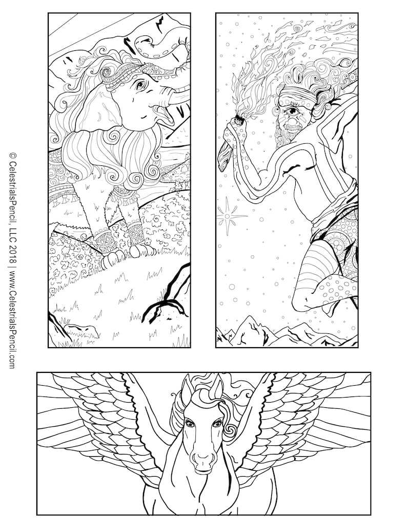 Colorable Bookmarks: Mythical Creatures (printable) - Etsy